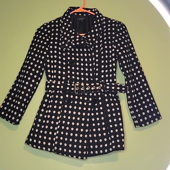 BCX | Jackets & Coats | Girls M Bcxgirl Black Polka Dot Peacoat | Poshmark